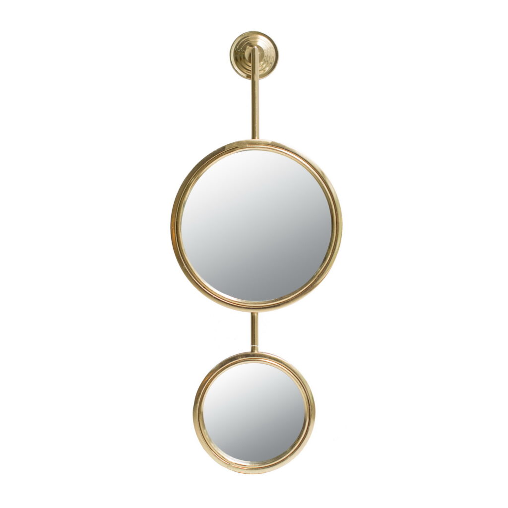 Double Round Hanging Wall Mirror – Gold - Queen Style Furniture
